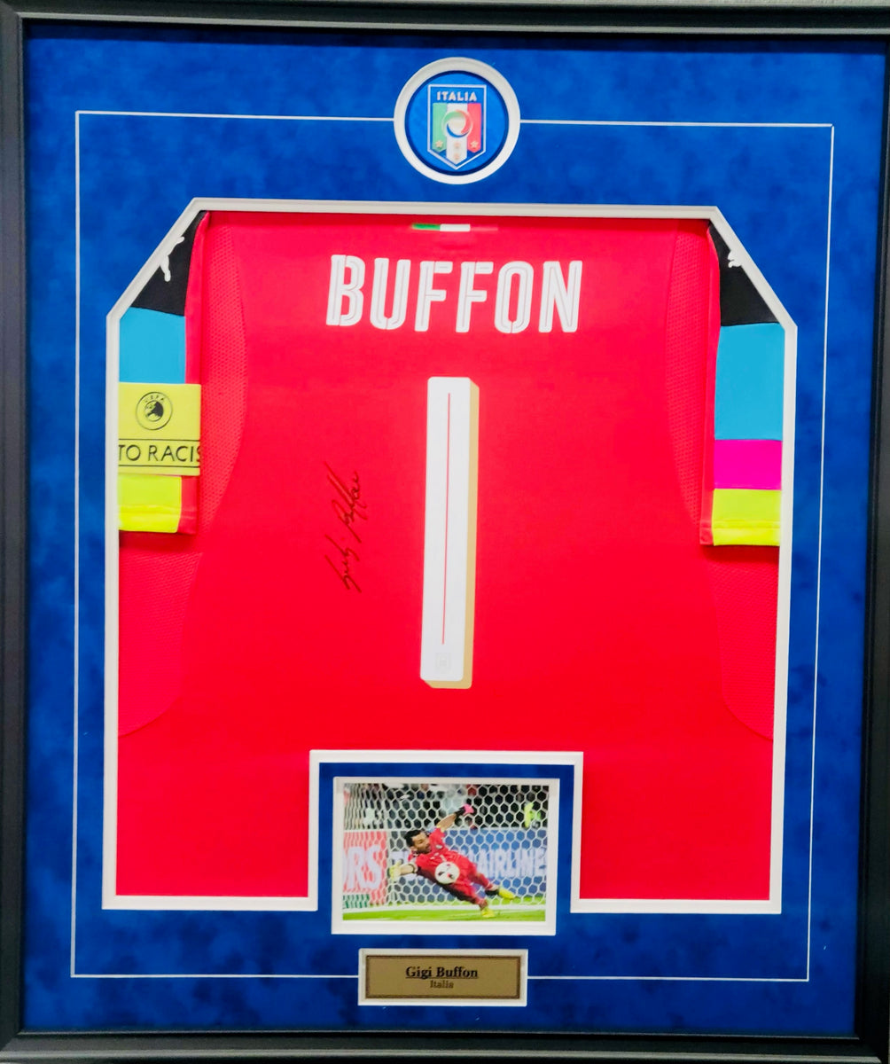 Gianluigi Buffon's Authentic Signed & Framed Italy Jersey (2016-17 ...